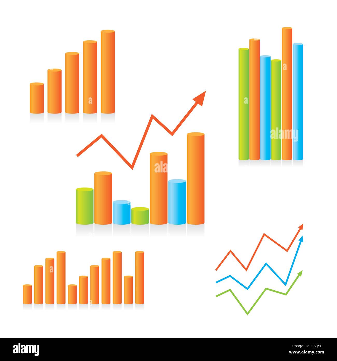 Template set of graphs showing progress. To design your presentation ...
