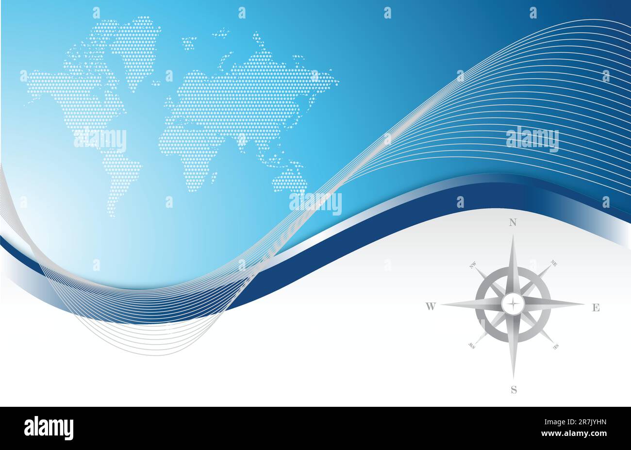 Blue background with map and compass illustration design Stock Vector ...