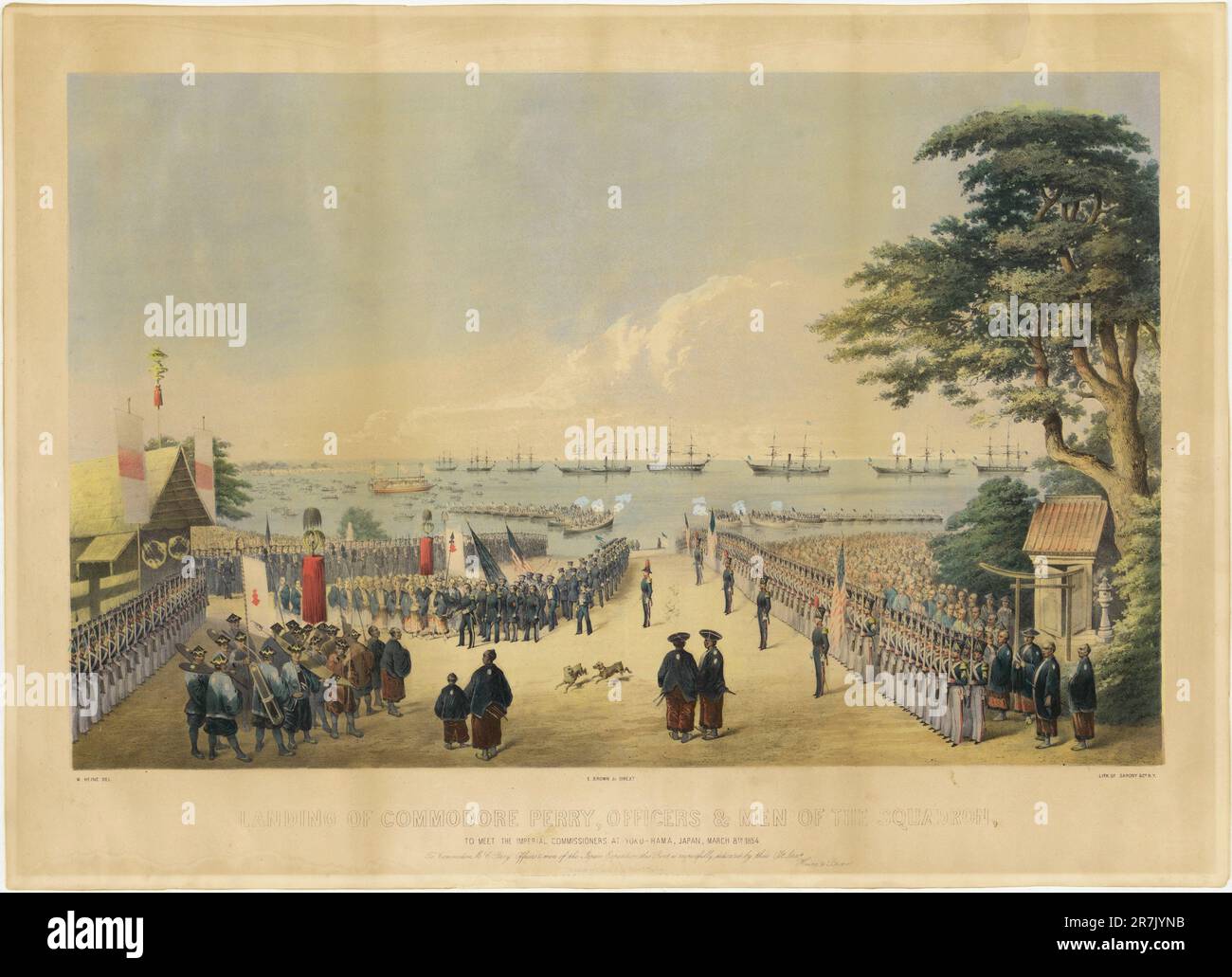 Landing of Commodore Perry, Officers and Men of the Squadron, to Meet the Imperial Commissioners ...