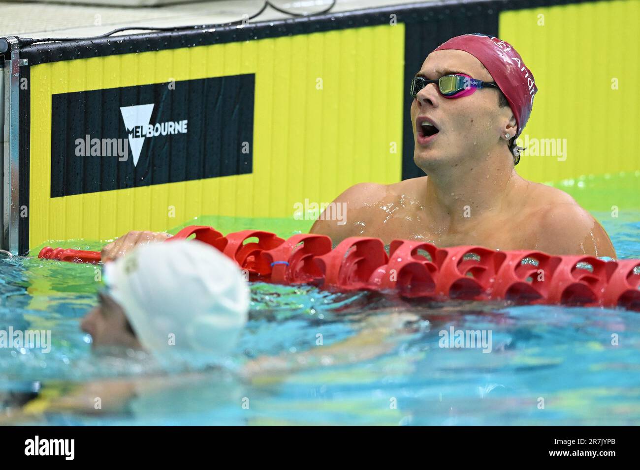 Melbourne, Australia. 16th June, 2023. Isaac Cooper (right) reacts ...