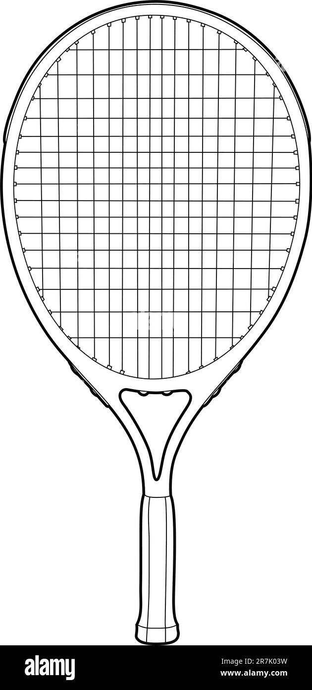 black outline tennis racket on white background Stock Vector Image ...