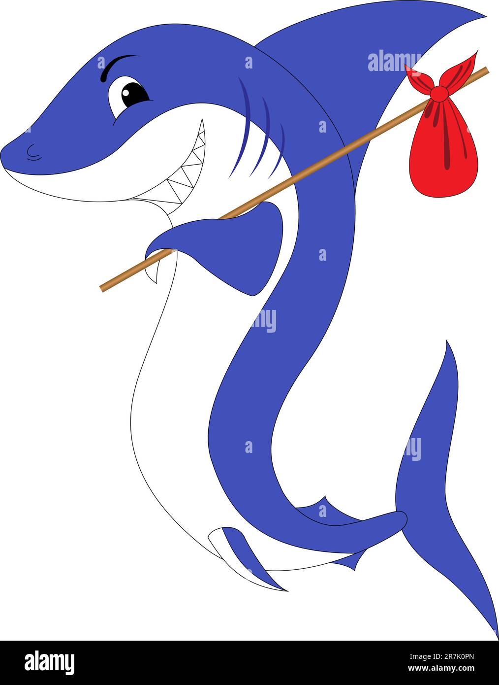 A shark with a red swag. Vector illustration, isolated on a white Stock ...