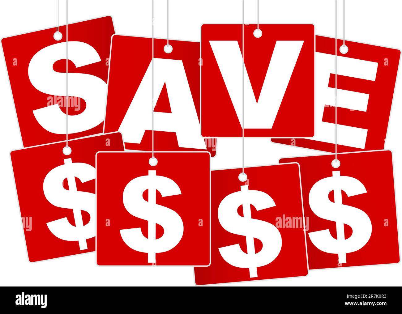Sale Sign - White Save Money Sign on Red Background Stock Vector Image ...
