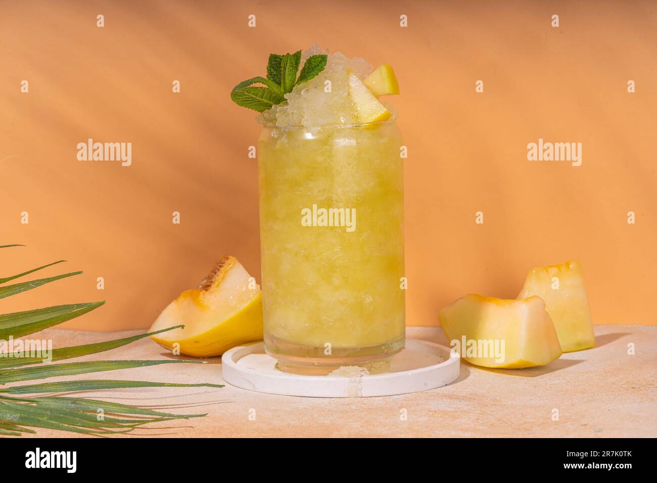 Melon slushie cocktail, Sweet summer refreshing crushed ice slush mocktail with melon juice ...