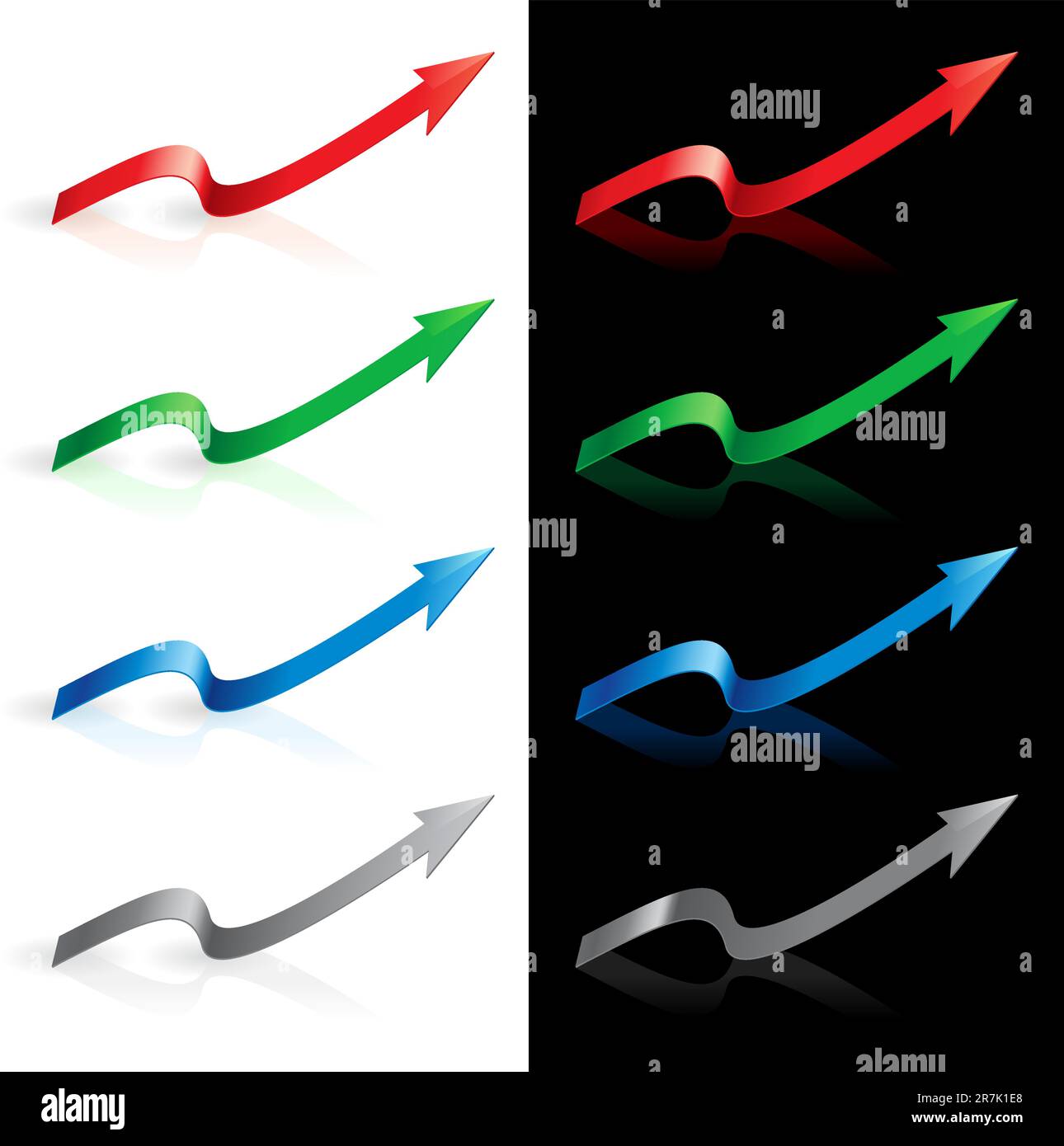 Colorful ribbon arrows. Illustration on a black and white background ...