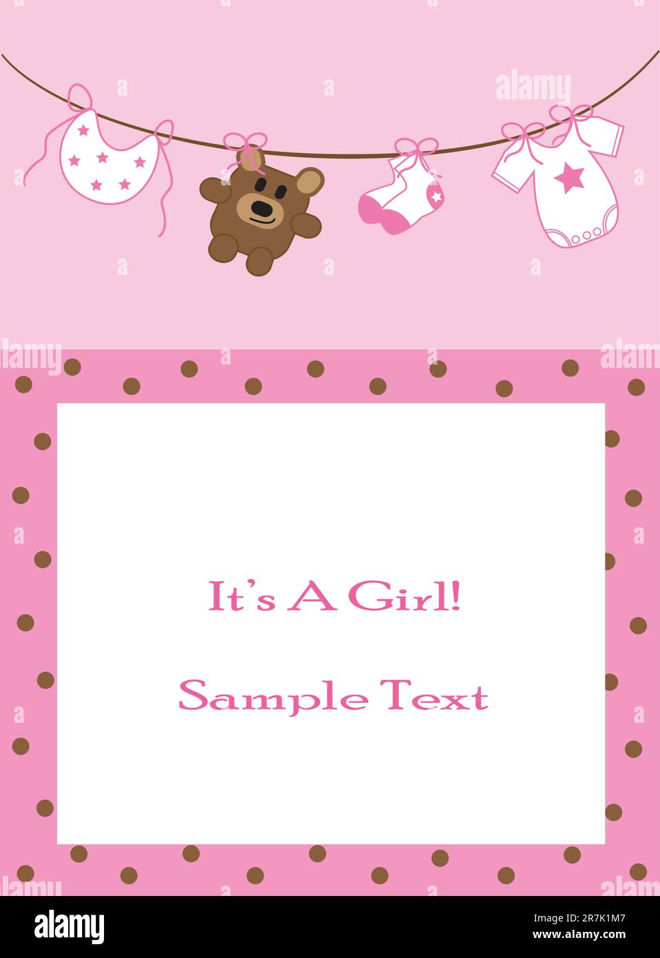 Pink baby girl announcement invitation Stock Vector Image & Art - Alamy