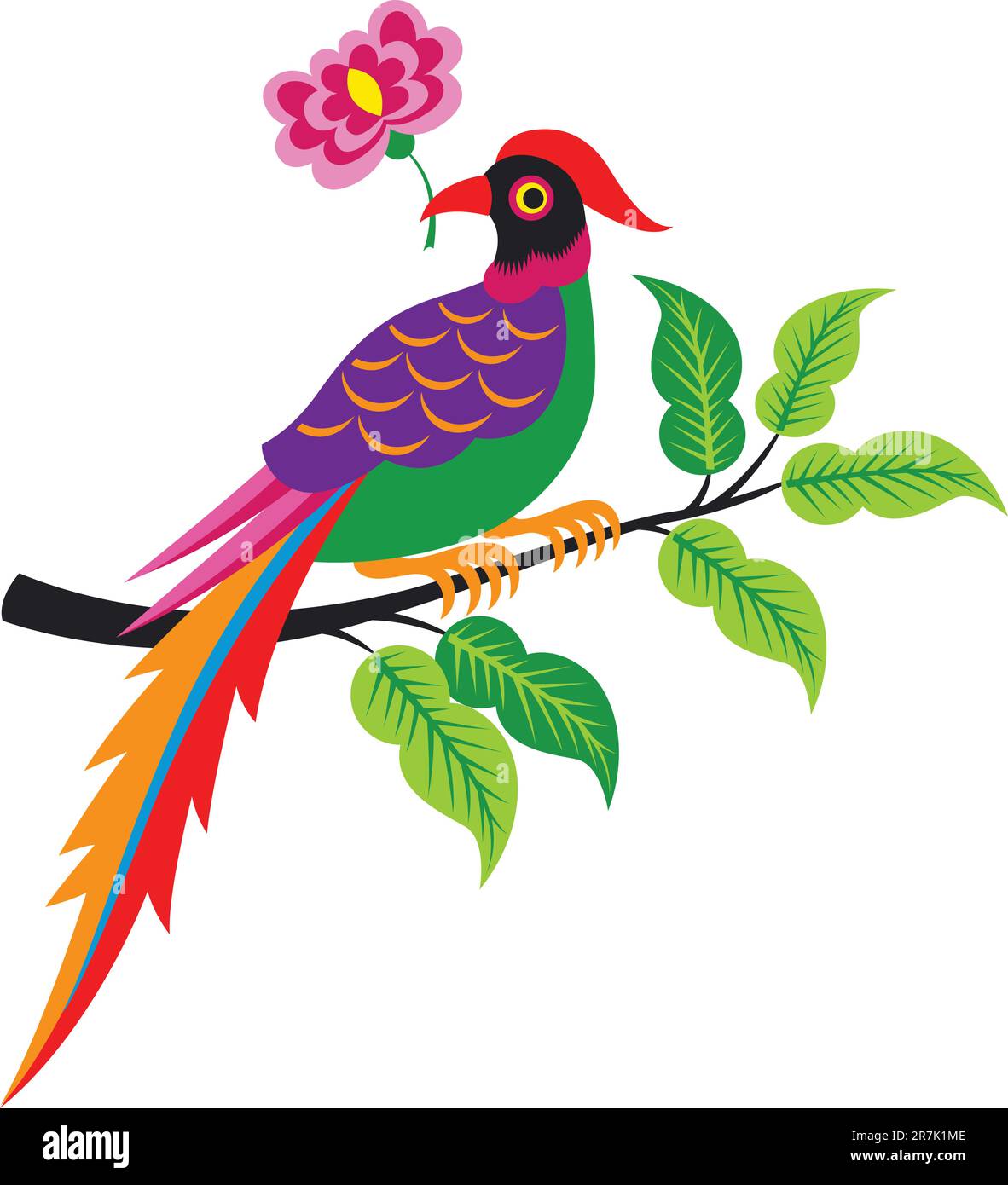 bird with flower illustration Stock Vector Image & Art - Alamy