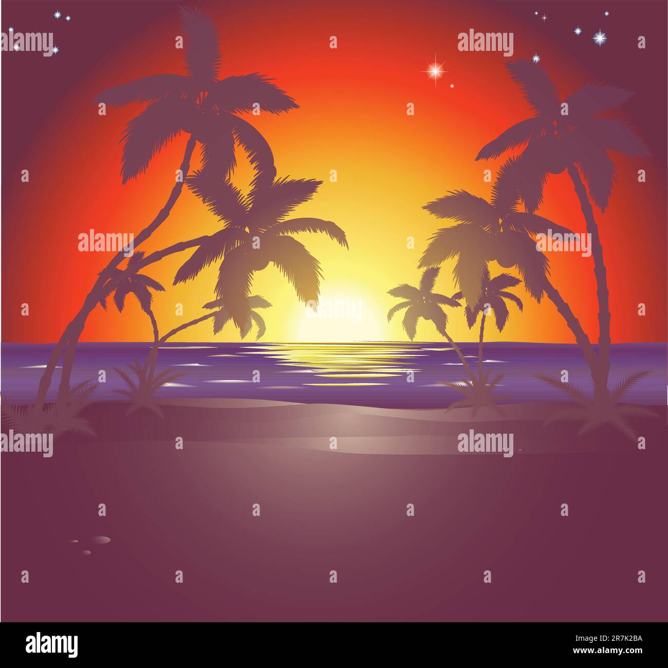 Beautiful Beach Scene Stock Vector Images Alamy