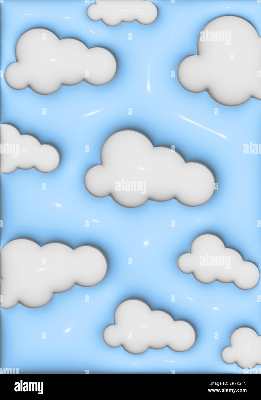 3D render of a cute wallpaper background with inflated clouds design Stock Photo - Alamy