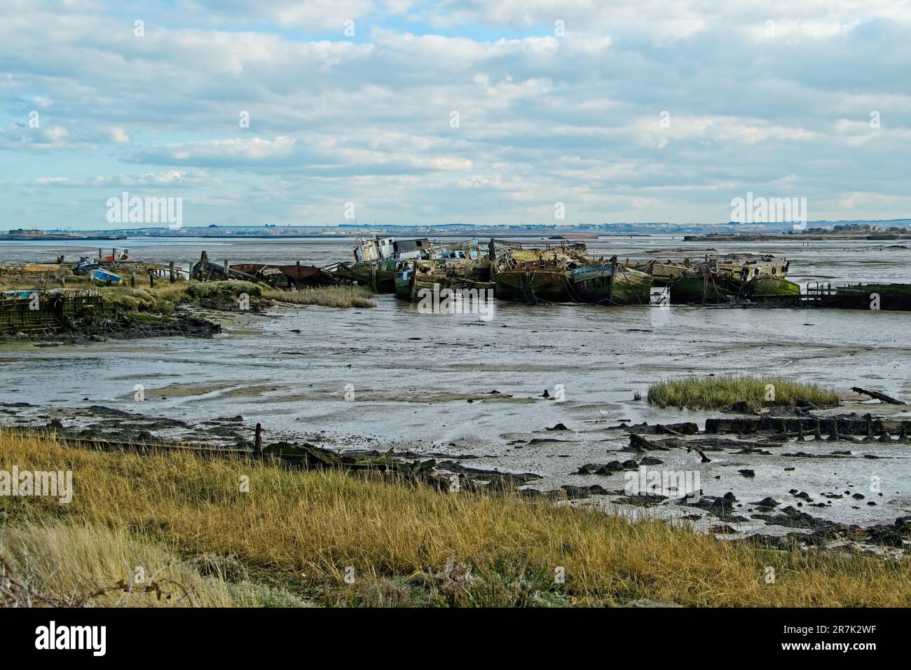 Abandoned Barges at Hoo Marina Stock Photo - Alamy