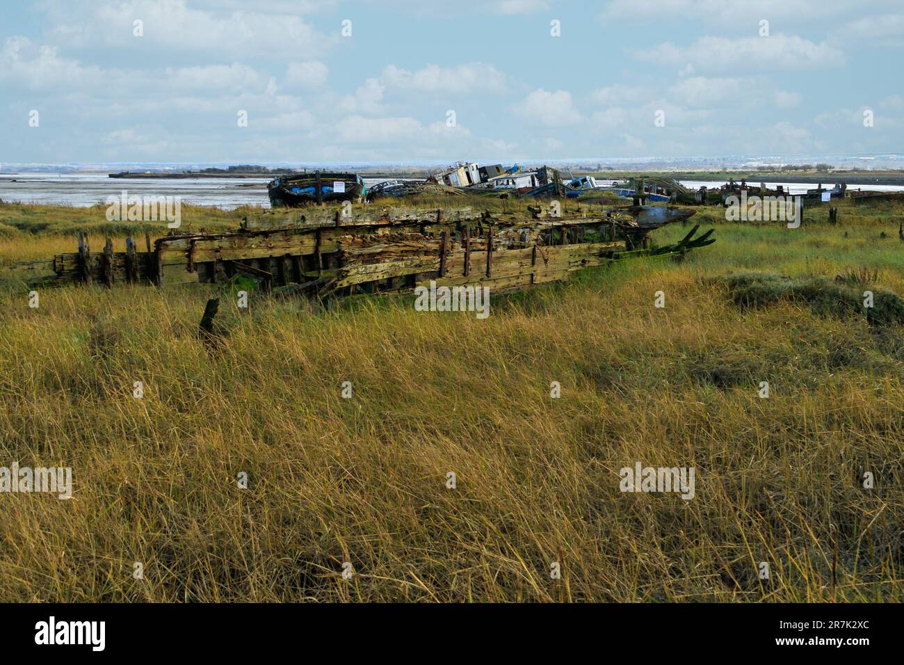 Abandoned Barges at Hoo Marina Stock Photo - Alamy