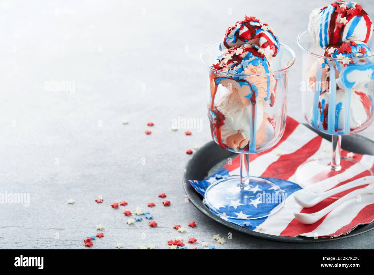 4th of July American Independence Day food or drink. Crazy milkshake ...