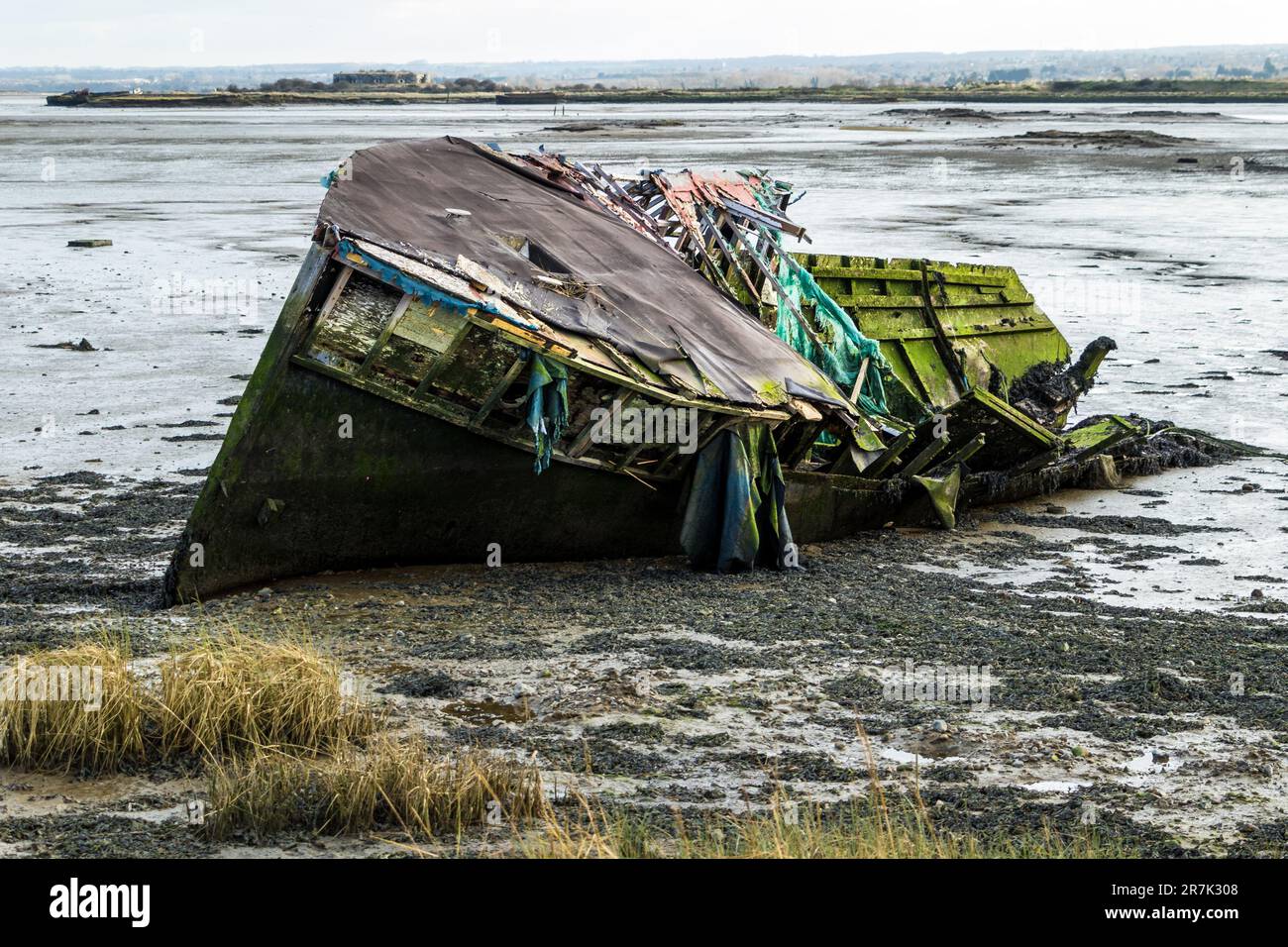 Abandoned Barges at Hoo Marina Stock Photo - Alamy