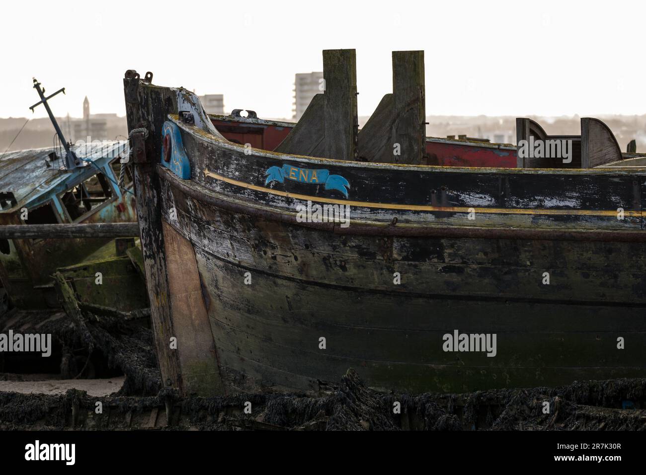 Abandoned Barges at Hoo Marina Stock Photo - Alamy