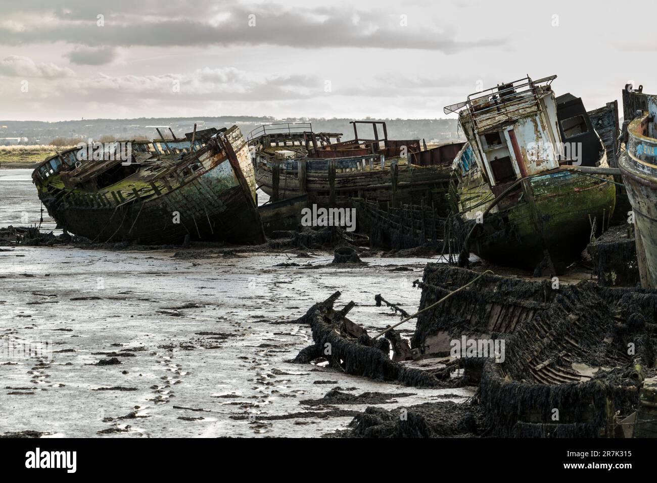 Abandoned Barges at Hoo Marina Stock Photo - Alamy