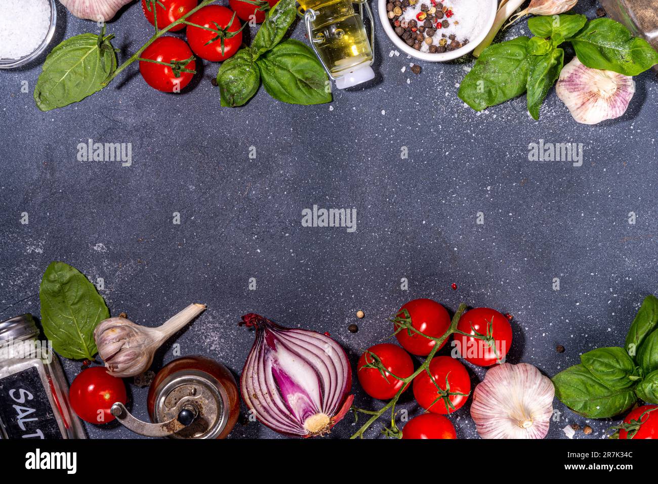 Black cooking background with useful cooking italian Mediterranean ...