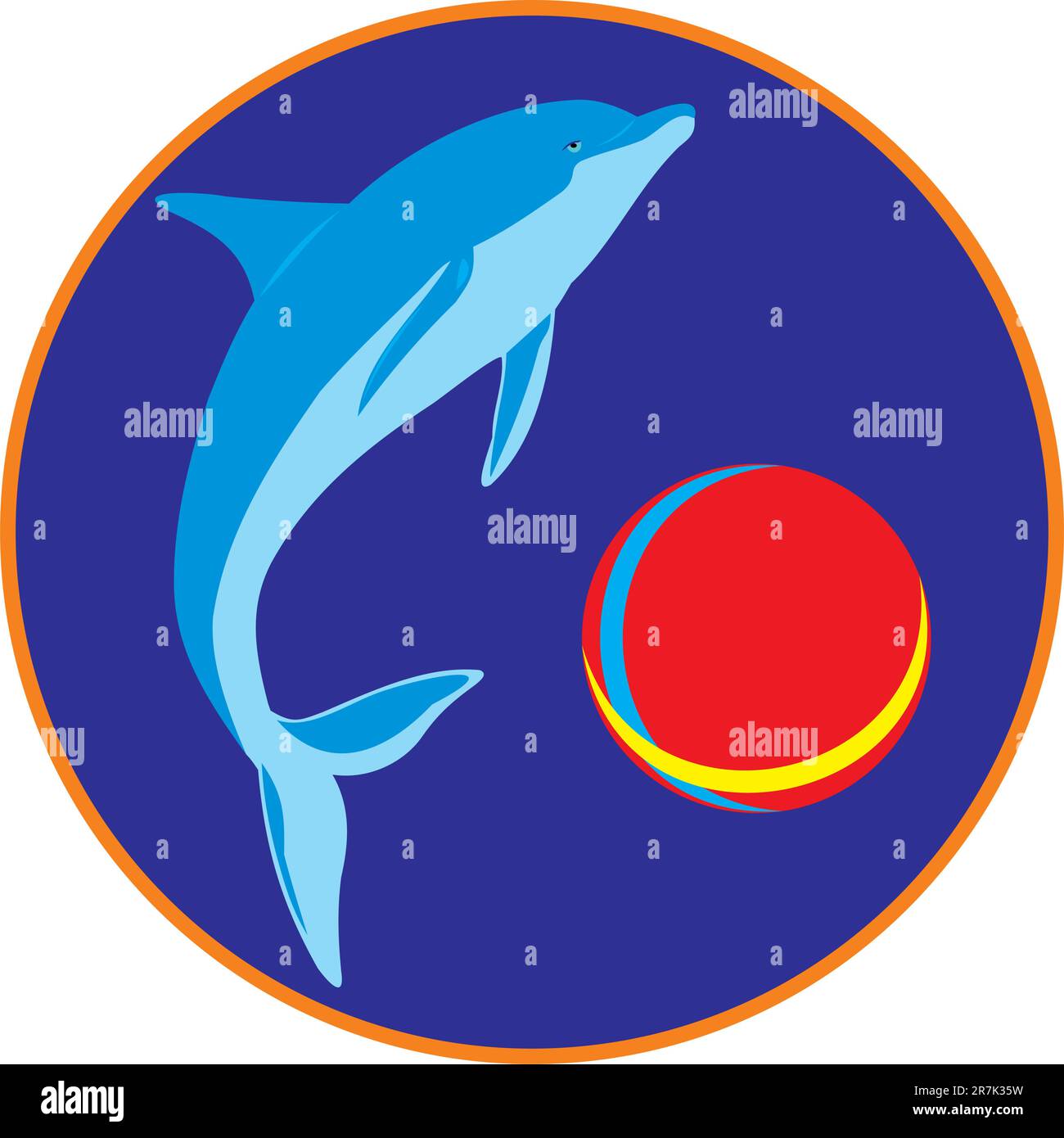Beautiful dolphin. A dolphin and a ball. A playing dolphin Stock Vector ...