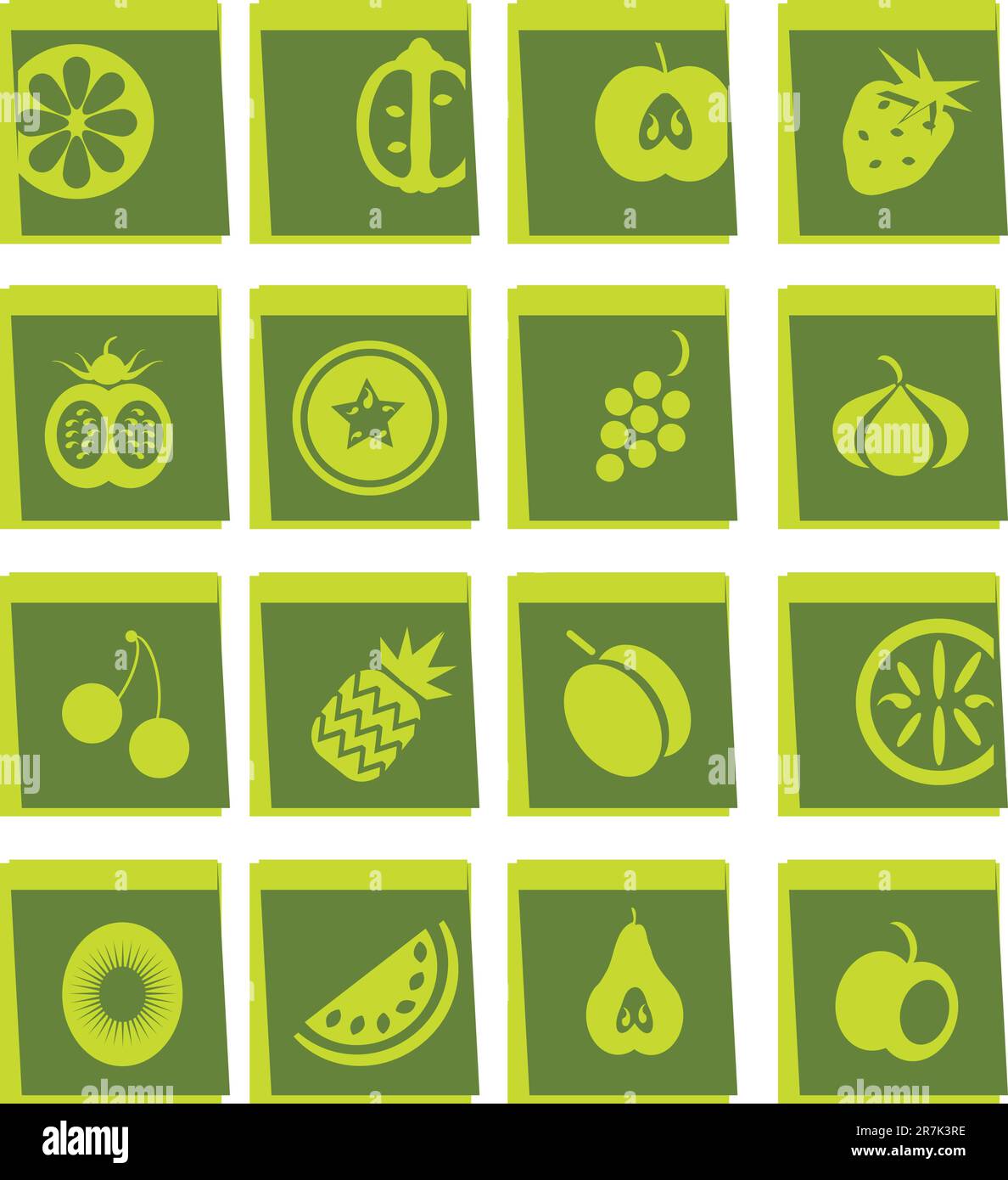 Paper sticker fruit icon set Stock Vector Image & Art - Alamy
