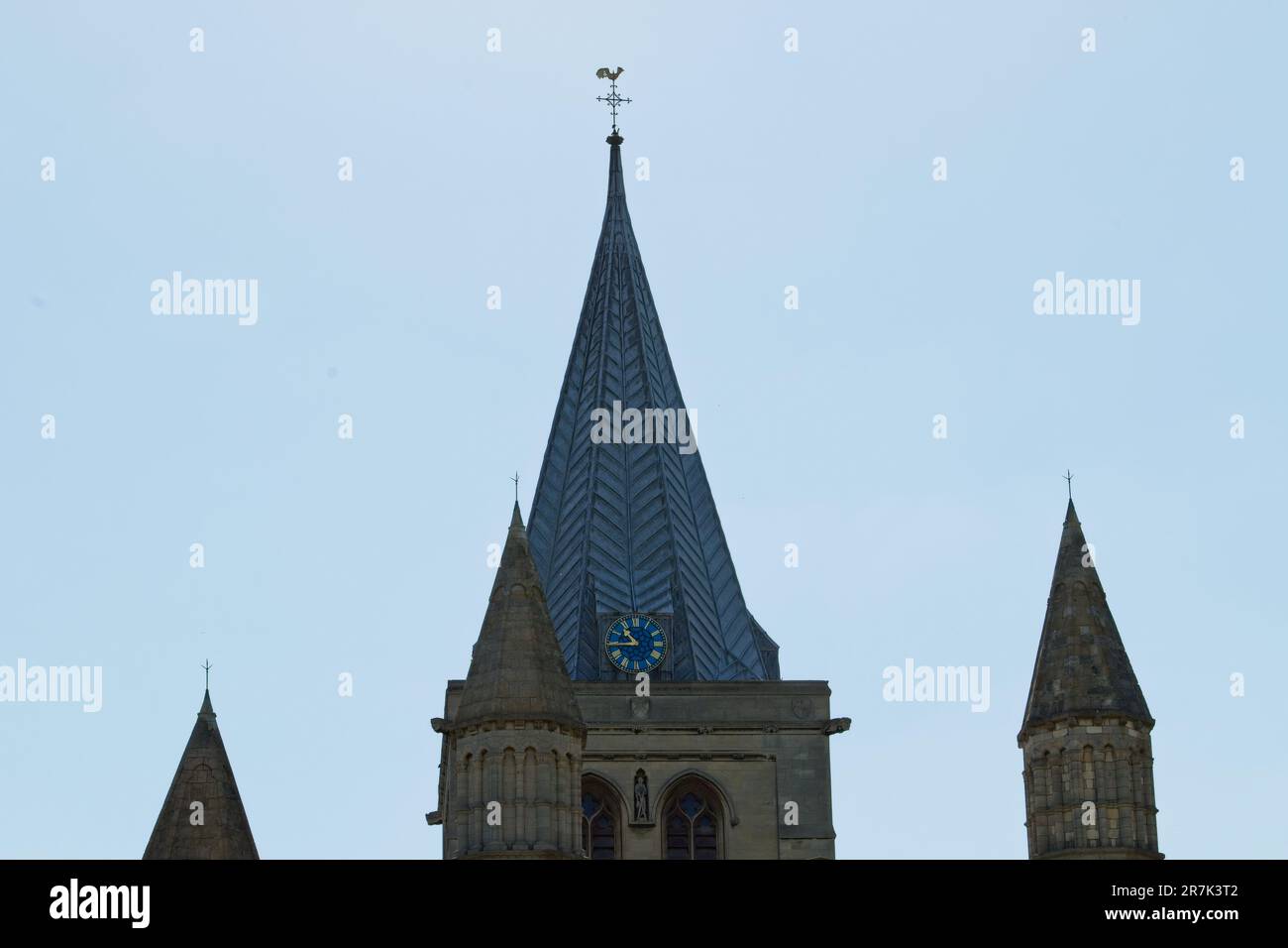 The Spire and Clock at Rochester Cathedral Stock Photo - Alamy