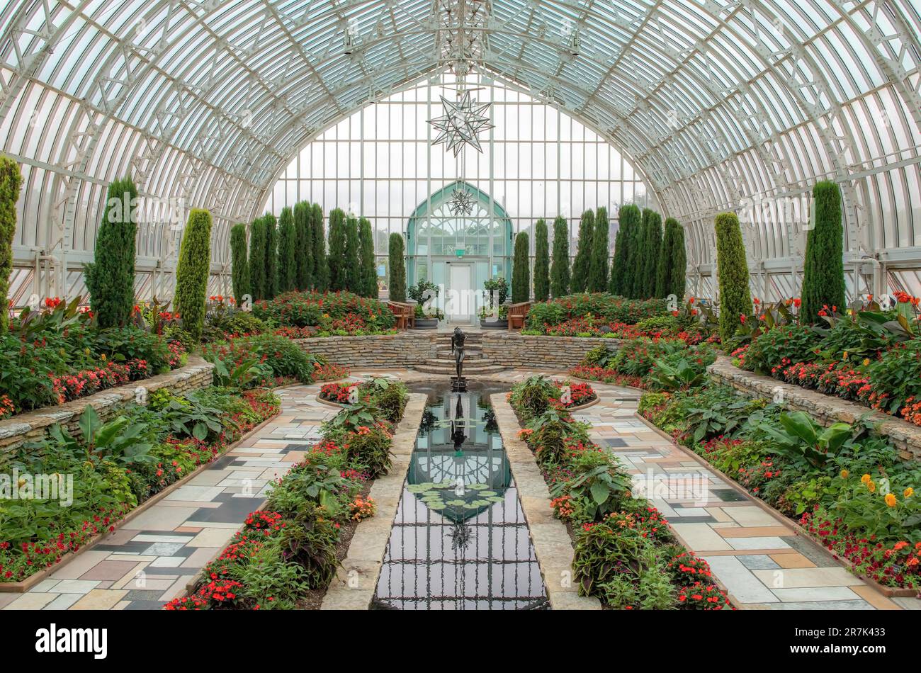 Red summer flower theme at the Marjorie McNeely Conservatory at Como ...