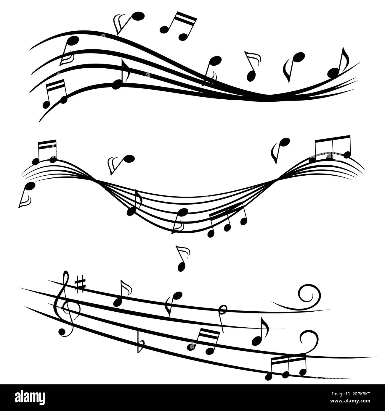 Various music notes on stave Stock Vector Image & Art - Alamy
