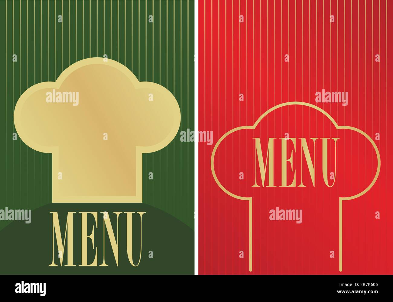 Menu Cards With Sign and Chef Hat Silhouette in Two Colors Stock Vector ...