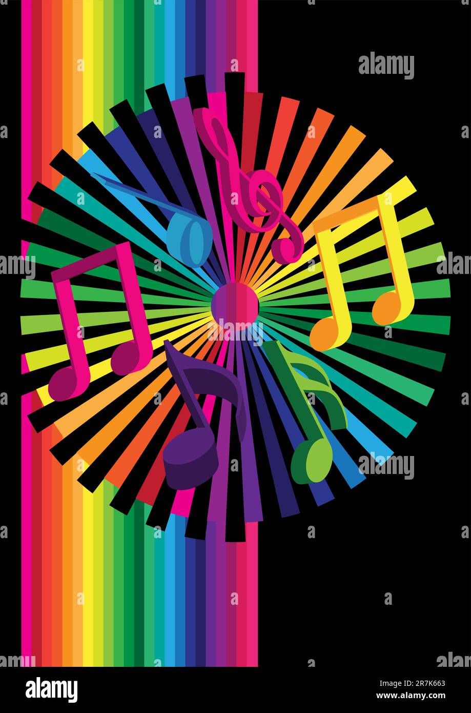 Party Background - Multicolor Notes and Strips on Black Background ...