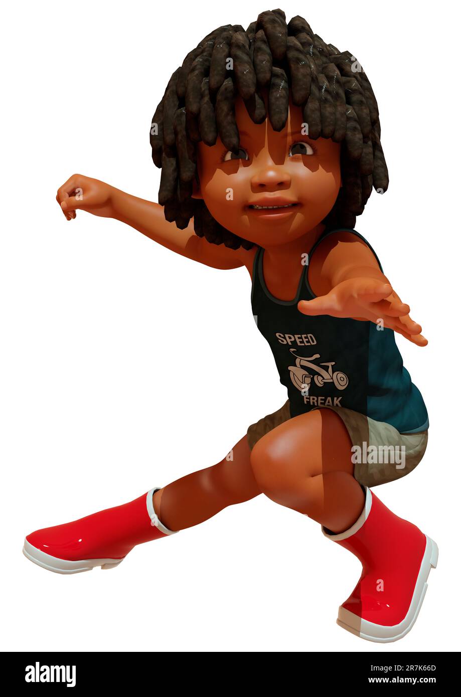 3D rendering of a cartoon African boy isolated on white background ...