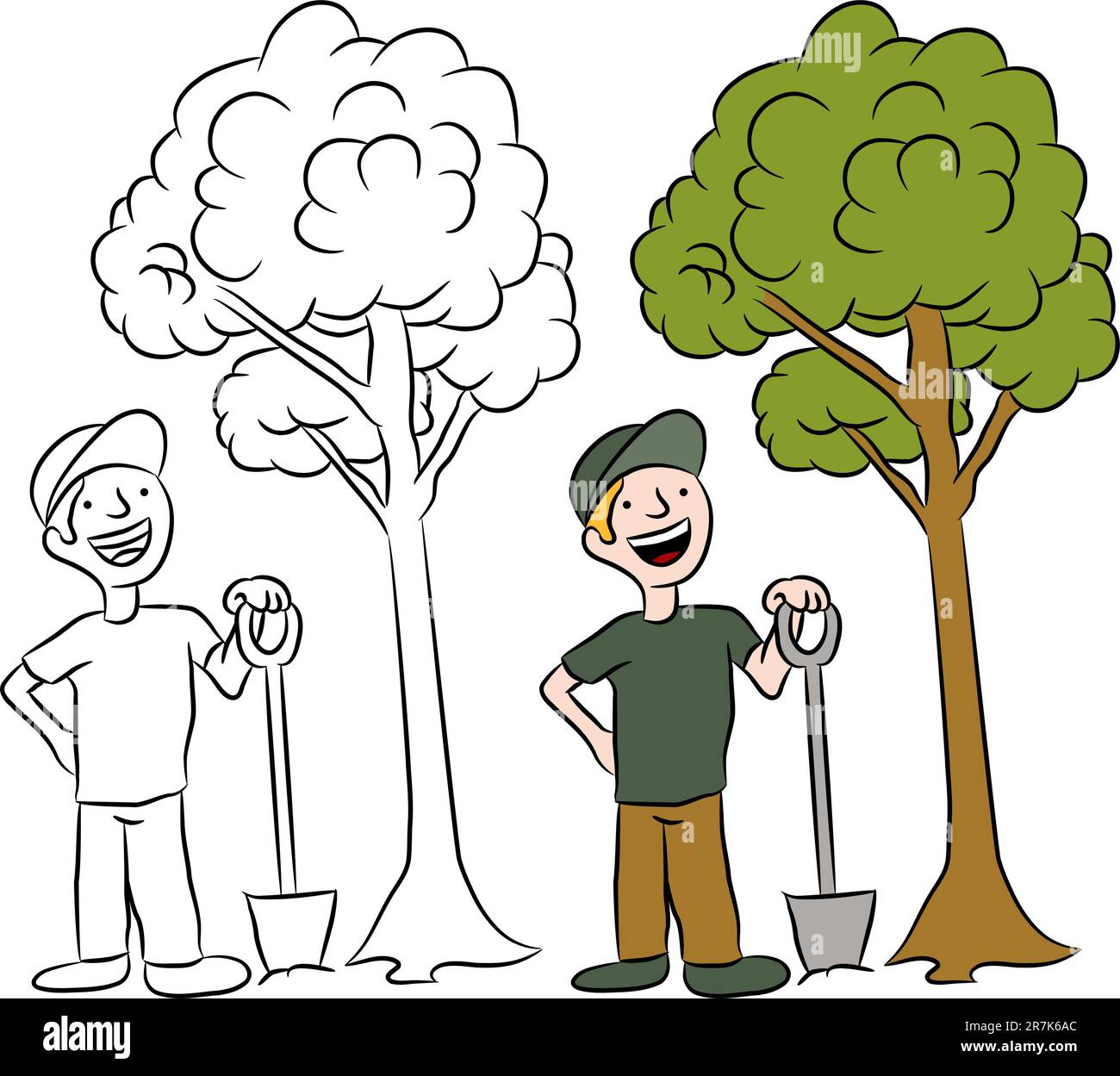 An image of a man planting a sapling tree Stock Vector Image & Art - Alamy