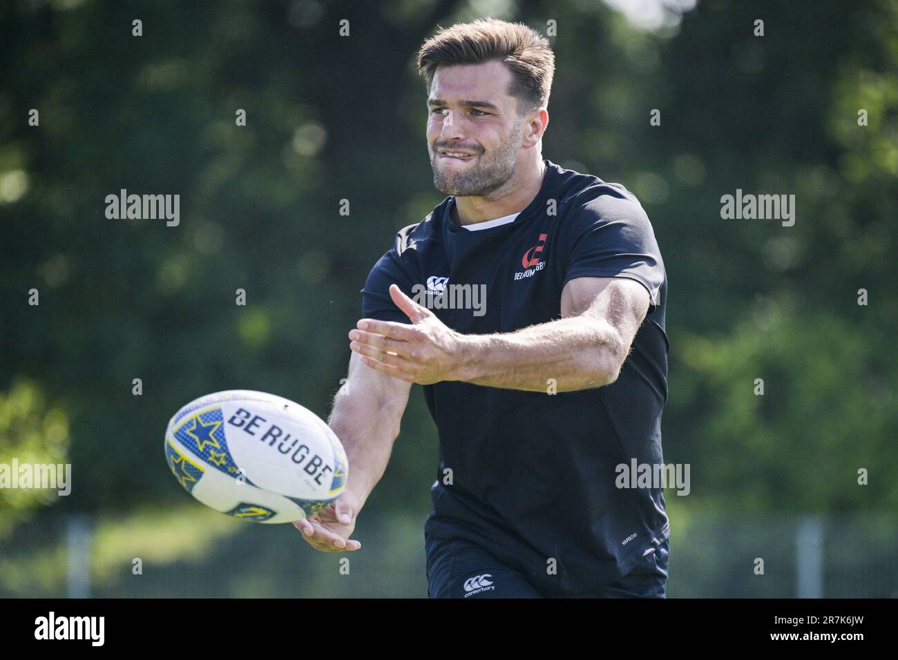 Antwerp, Belgium. 16th June, 2023. Belgian rugbyman Hugues Bastin ...