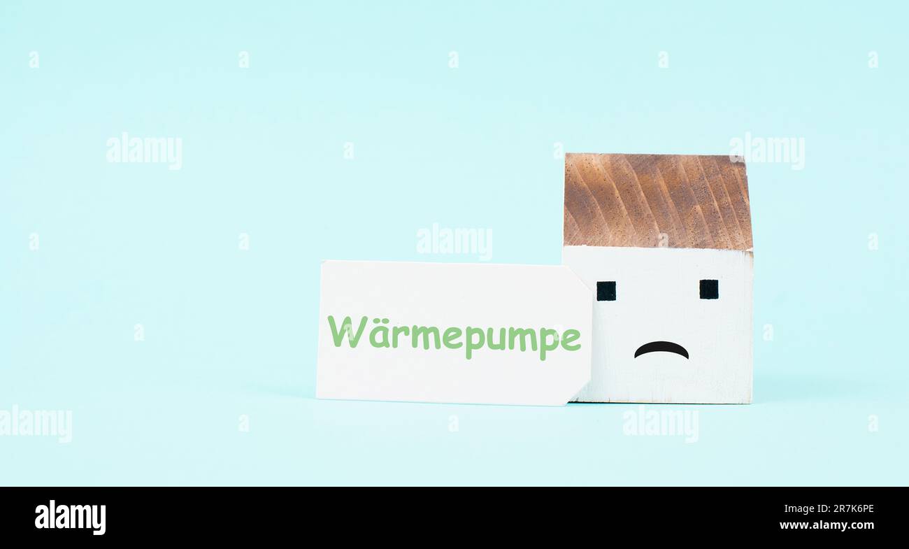 House with heat pumps is standing in german language on the sign ...
