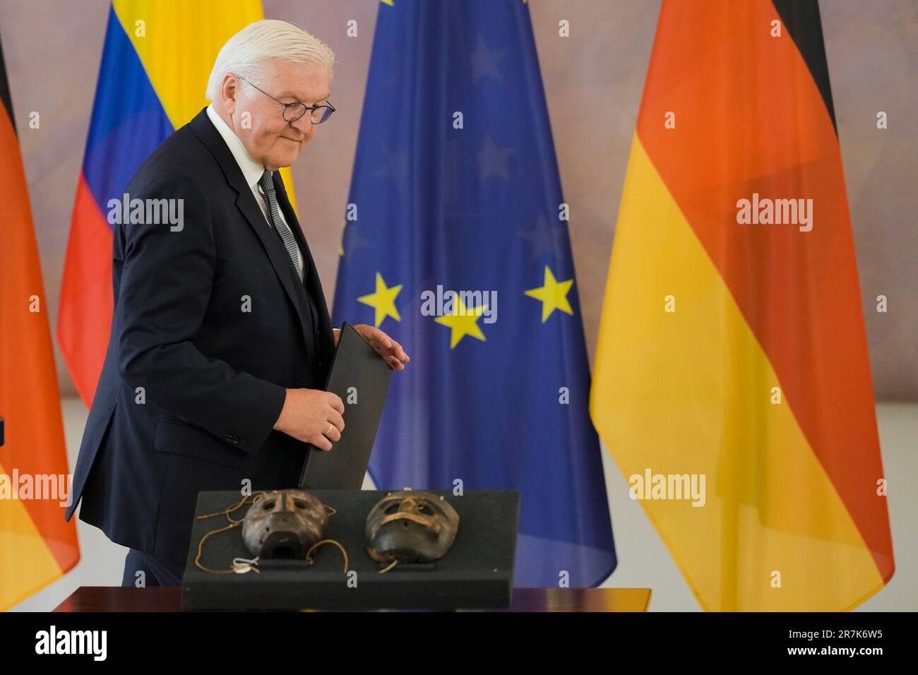German President Frank-Walter Steinmeier attends a ceremony to return ...