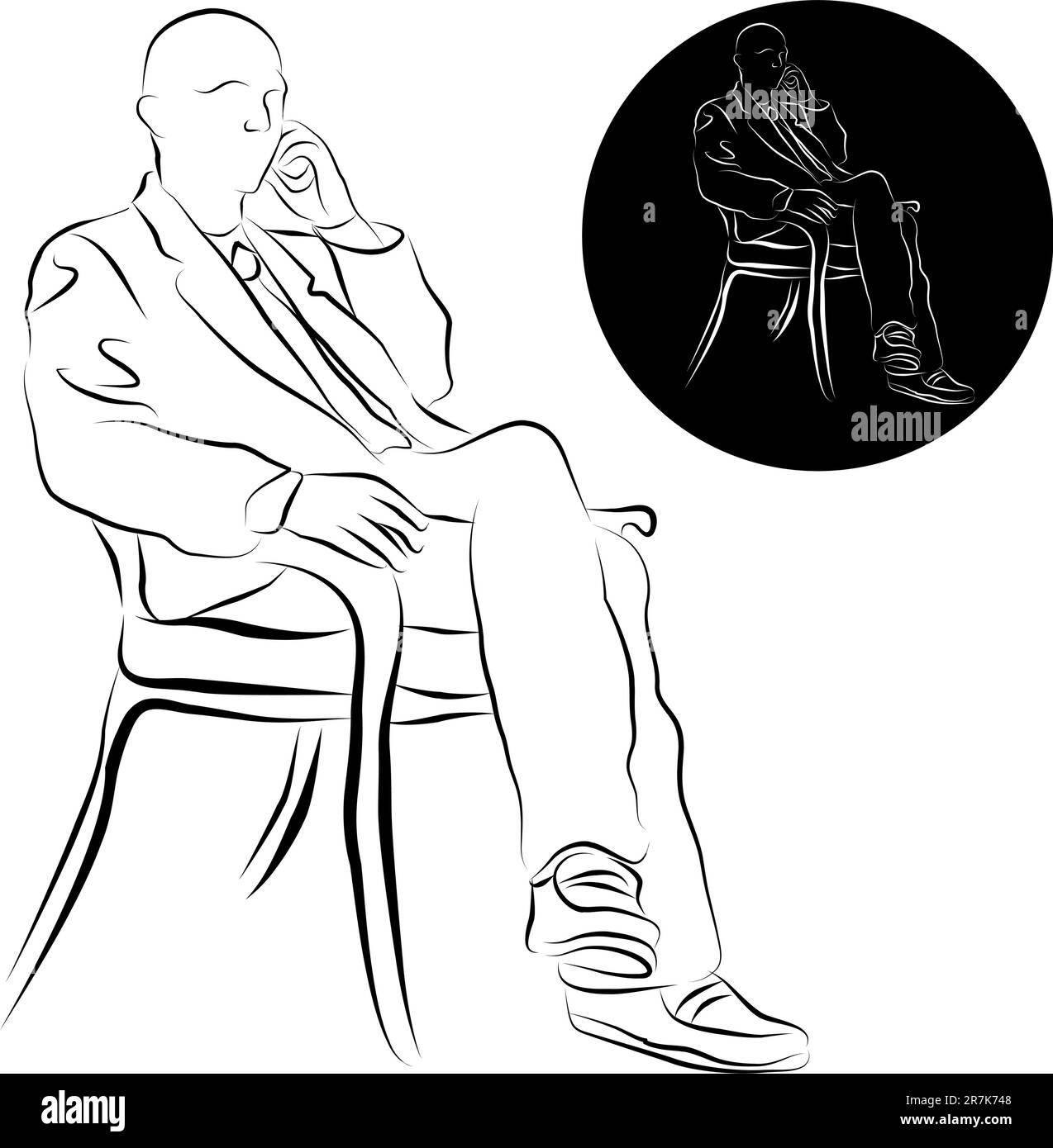 An image of a businessman talking on a phone line drawing Stock Vector ...