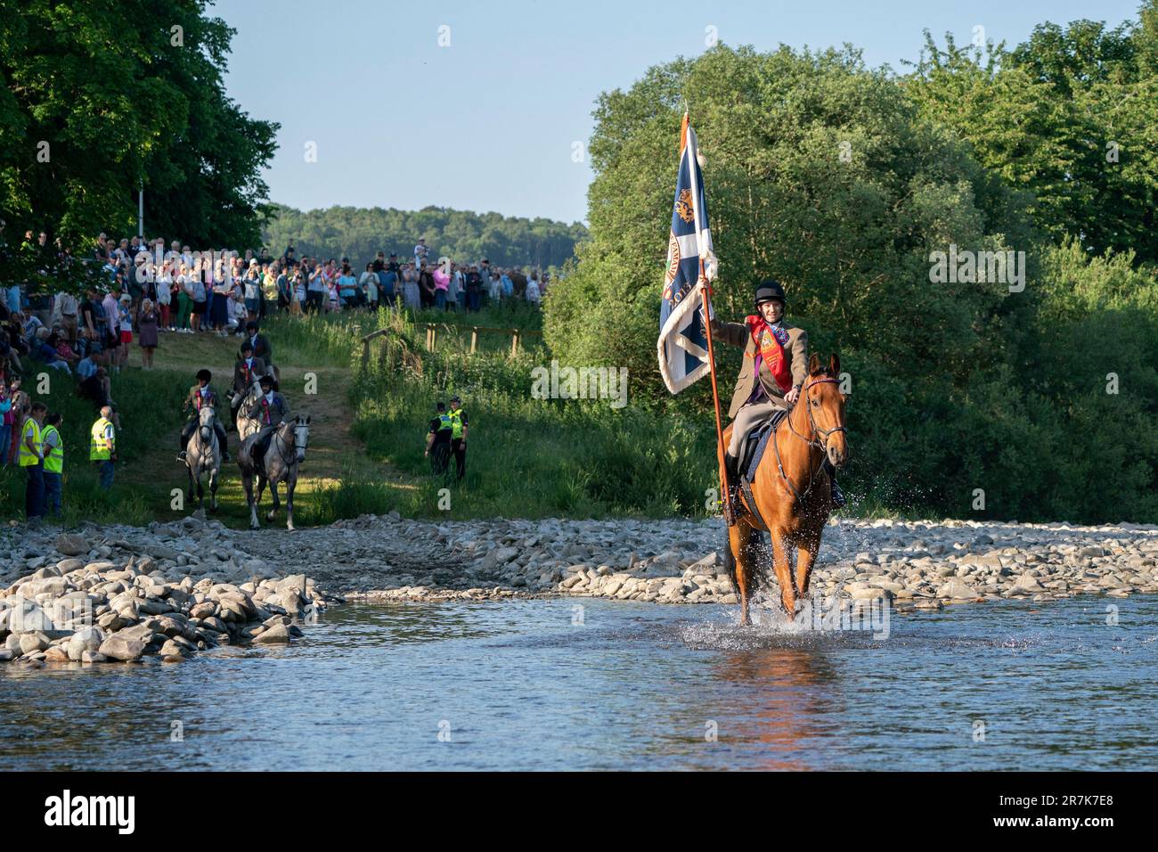 The Royal Burgh Standard Bearer Thomas Bell fords the River Ettrick ...
