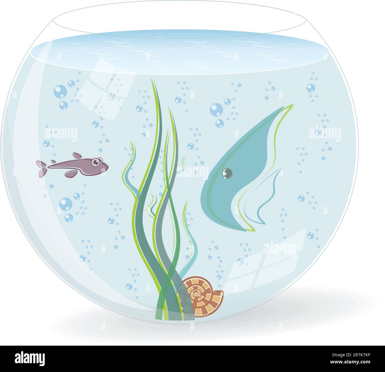 Fishbowl with fishes, seaweed and shell. Vector Illustration Stock ...