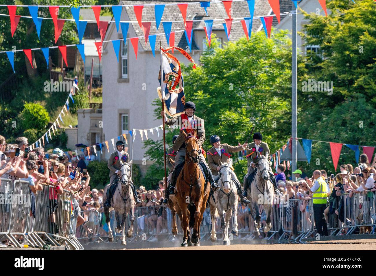 The Royal Burgh Standard Bearer Thomas Bell leads the chase along ...