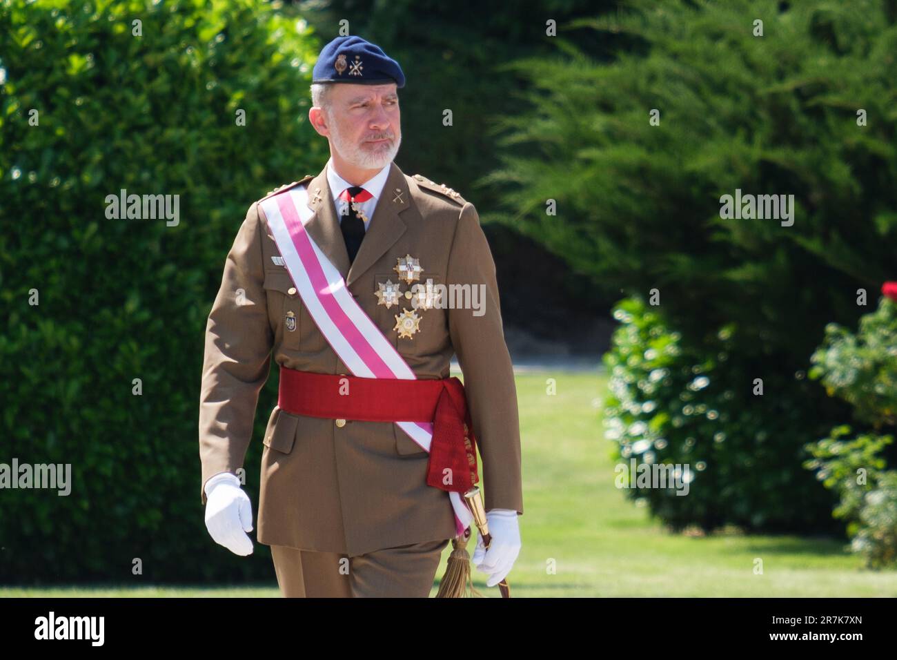 Spanish King Felipe VI during the oath ceremony of civil personnel to ...