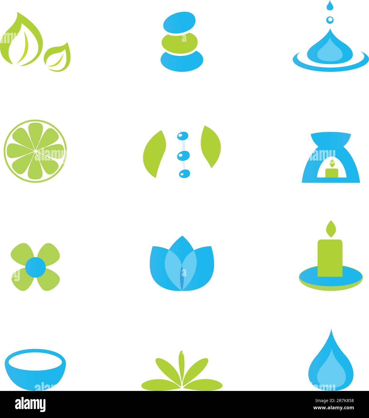 Zen, nature and relaxation icon set - isolated on white. Vector ...