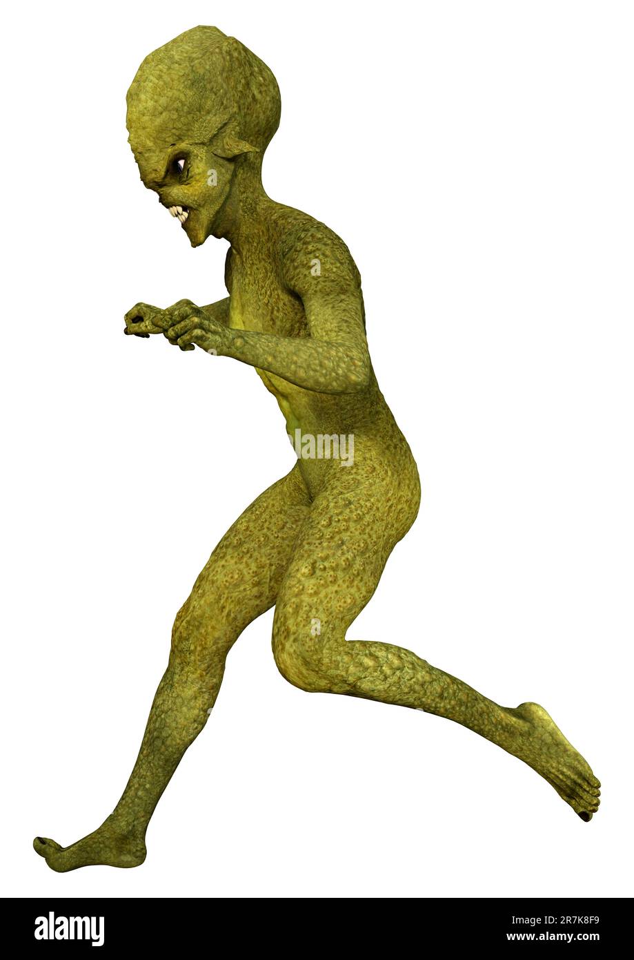 3D rendering of a green alien isolated on white background Stock Photo ...