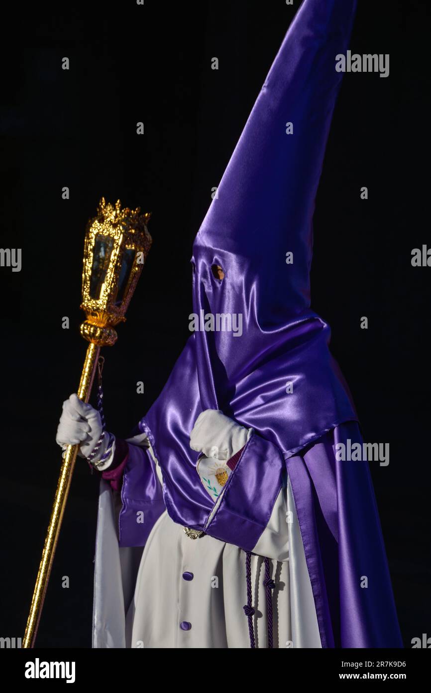 This image captures a traditional Spanish religious holiday procession ...