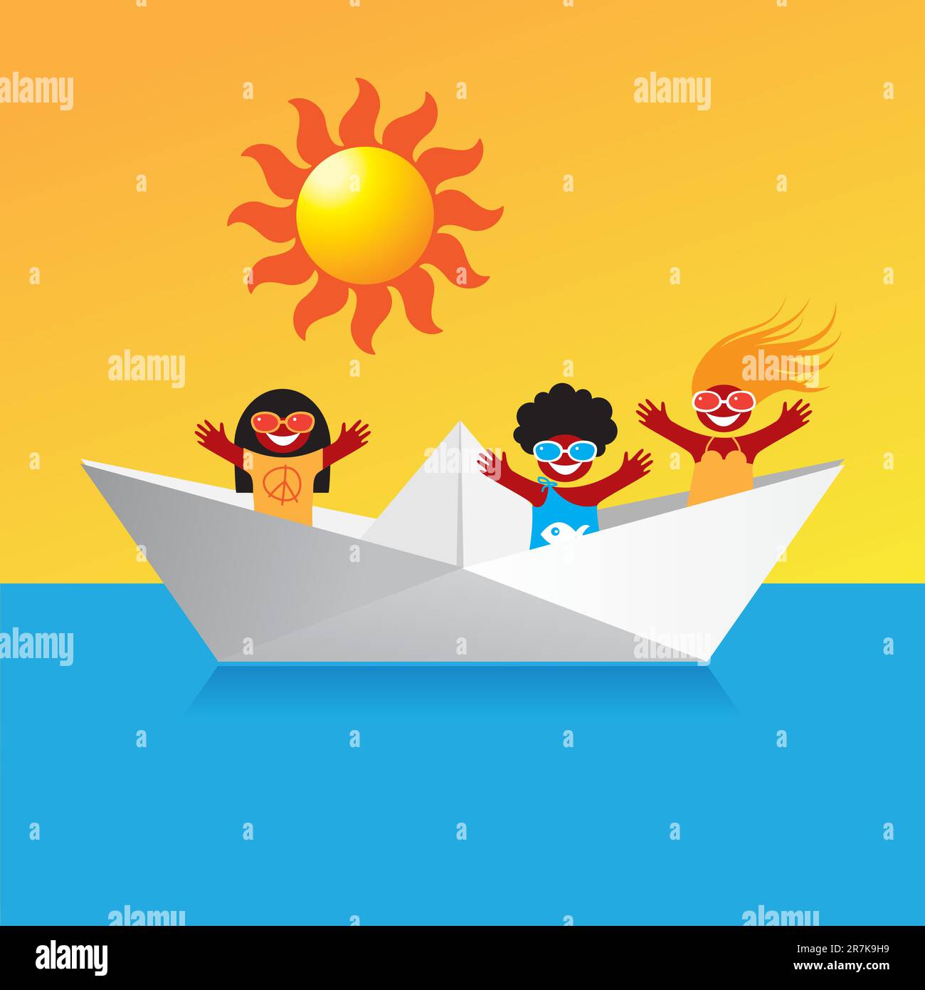 Happy boat. Template for the design of commercial tourist company Stock ...
