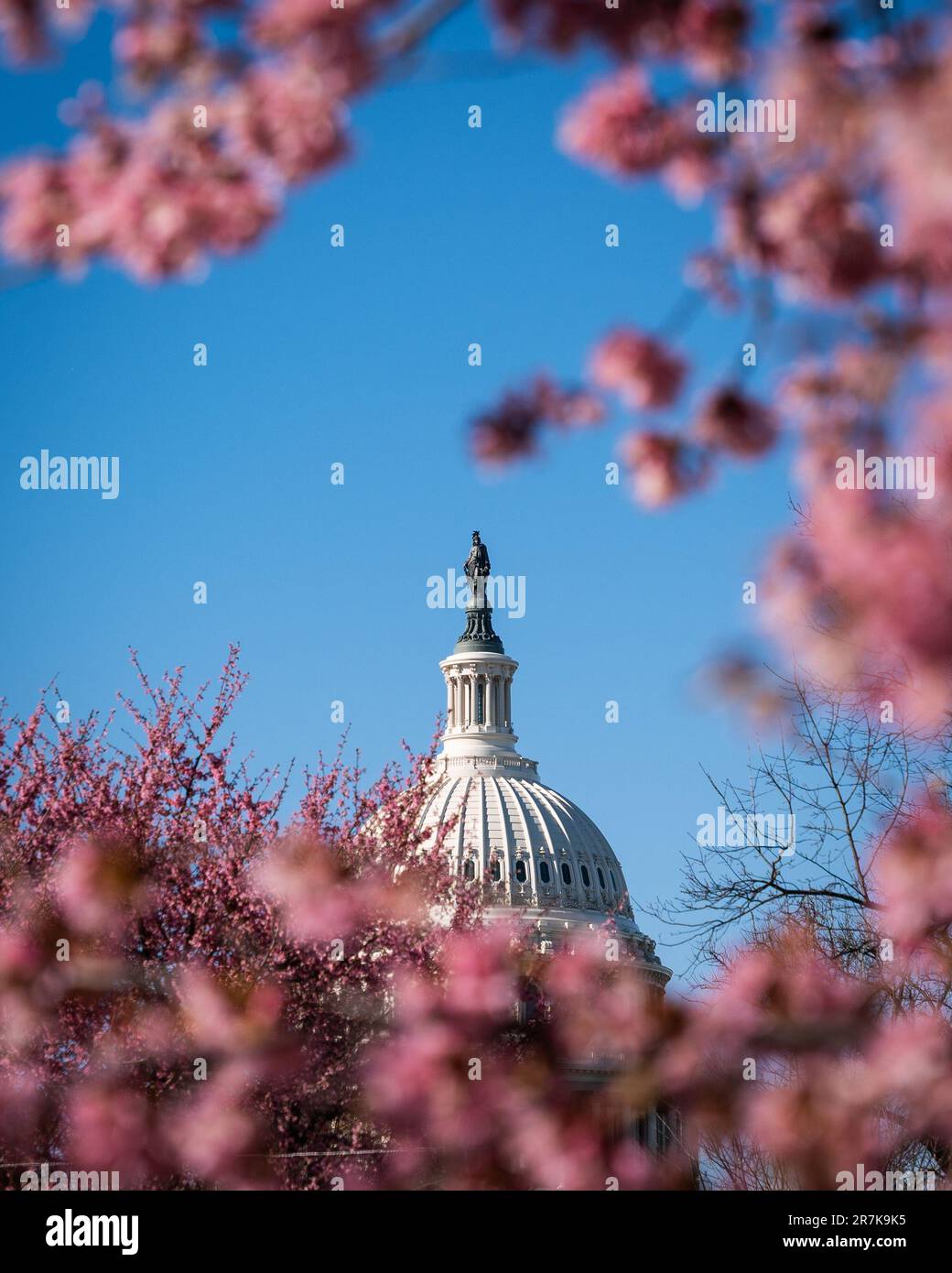 Spectacular aerial view of the majestic United States Capitol Building ...
