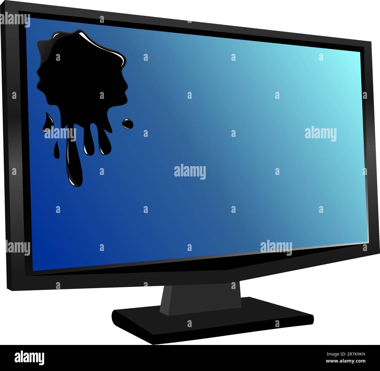 Illustration of stain ink blob and droplet on TFT display - vector ...
