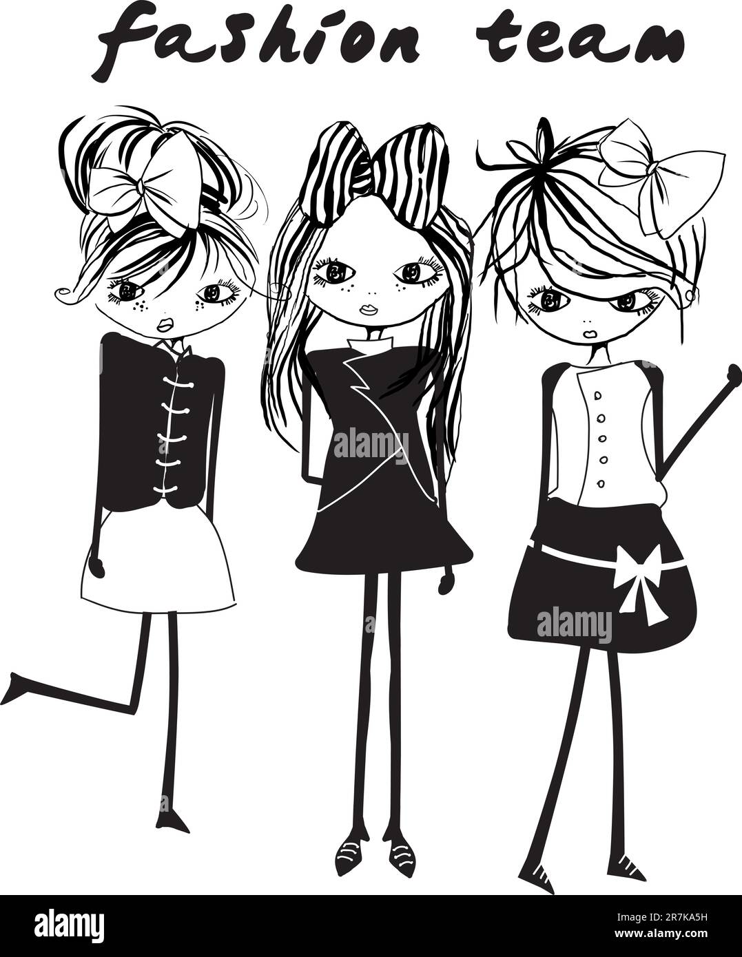 fashion girls with trend shopping illustration sketch drawing vector ...