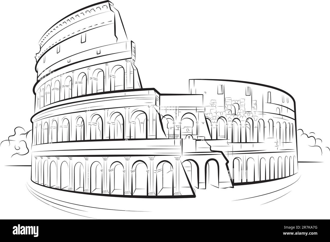 Drawing Colosseum, Rome, Italy. Vector illustration Stock Vector Image ...