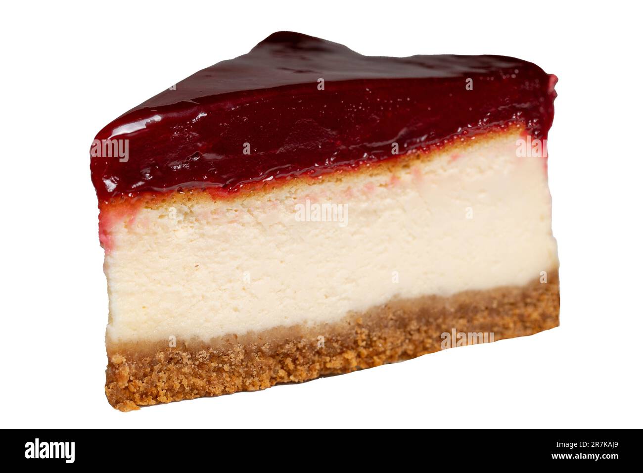 Cheesecake with raspberry flavor isolated on white background. Piece of ...