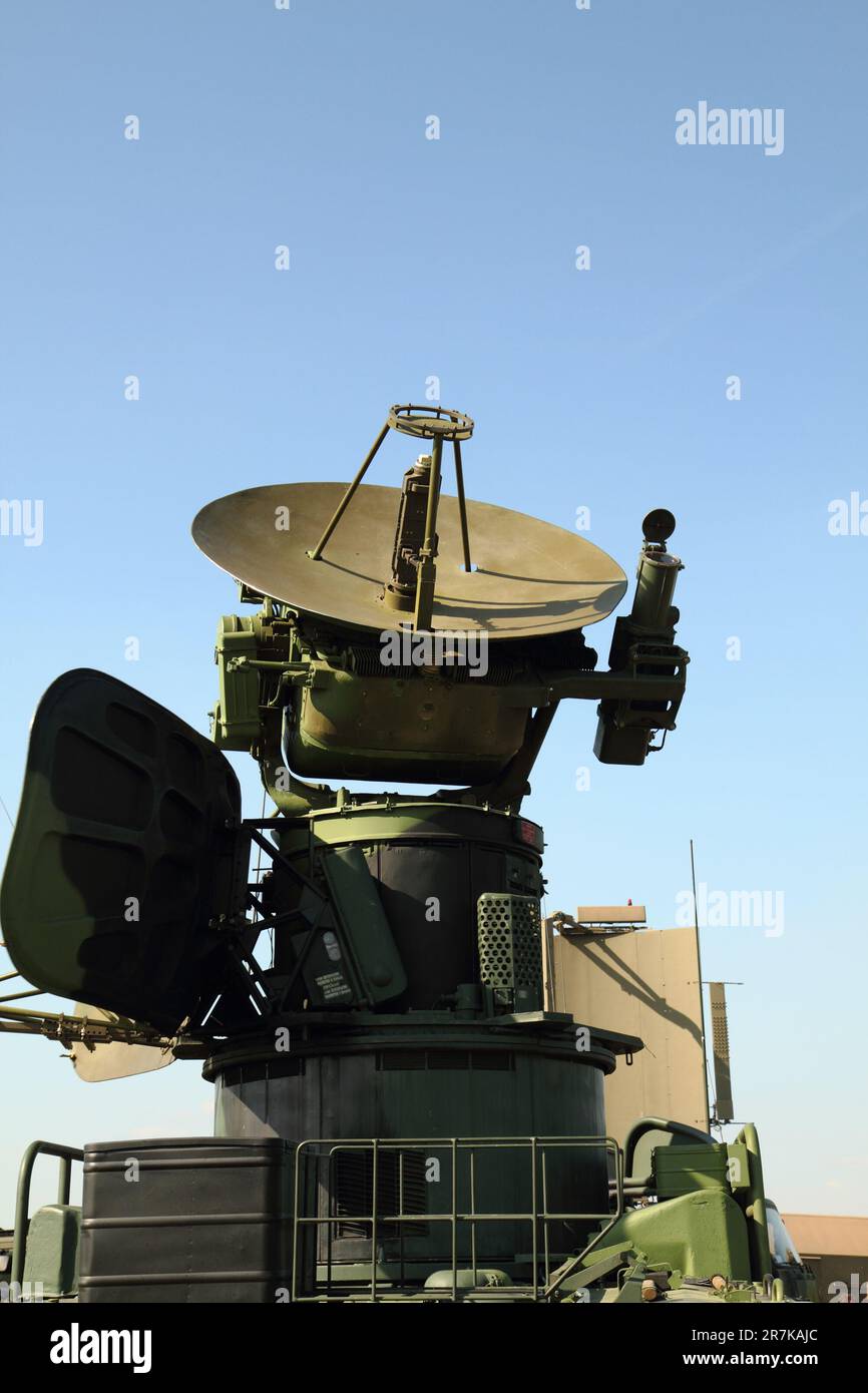 military radar station with nice blue sky background Stock Photo - Alamy