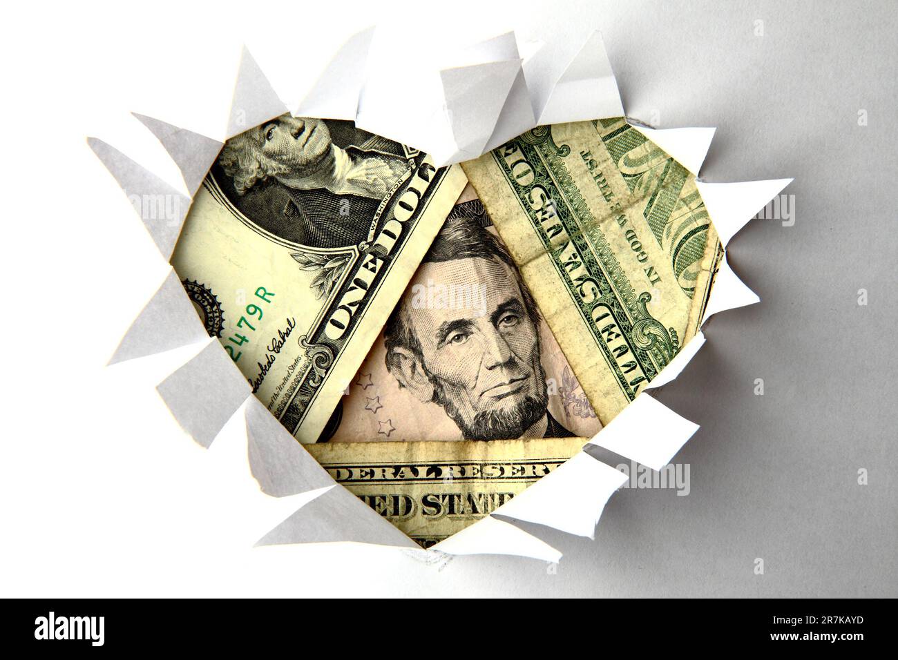 dollar heart as valentine background in the white paper Stock Photo - Alamy