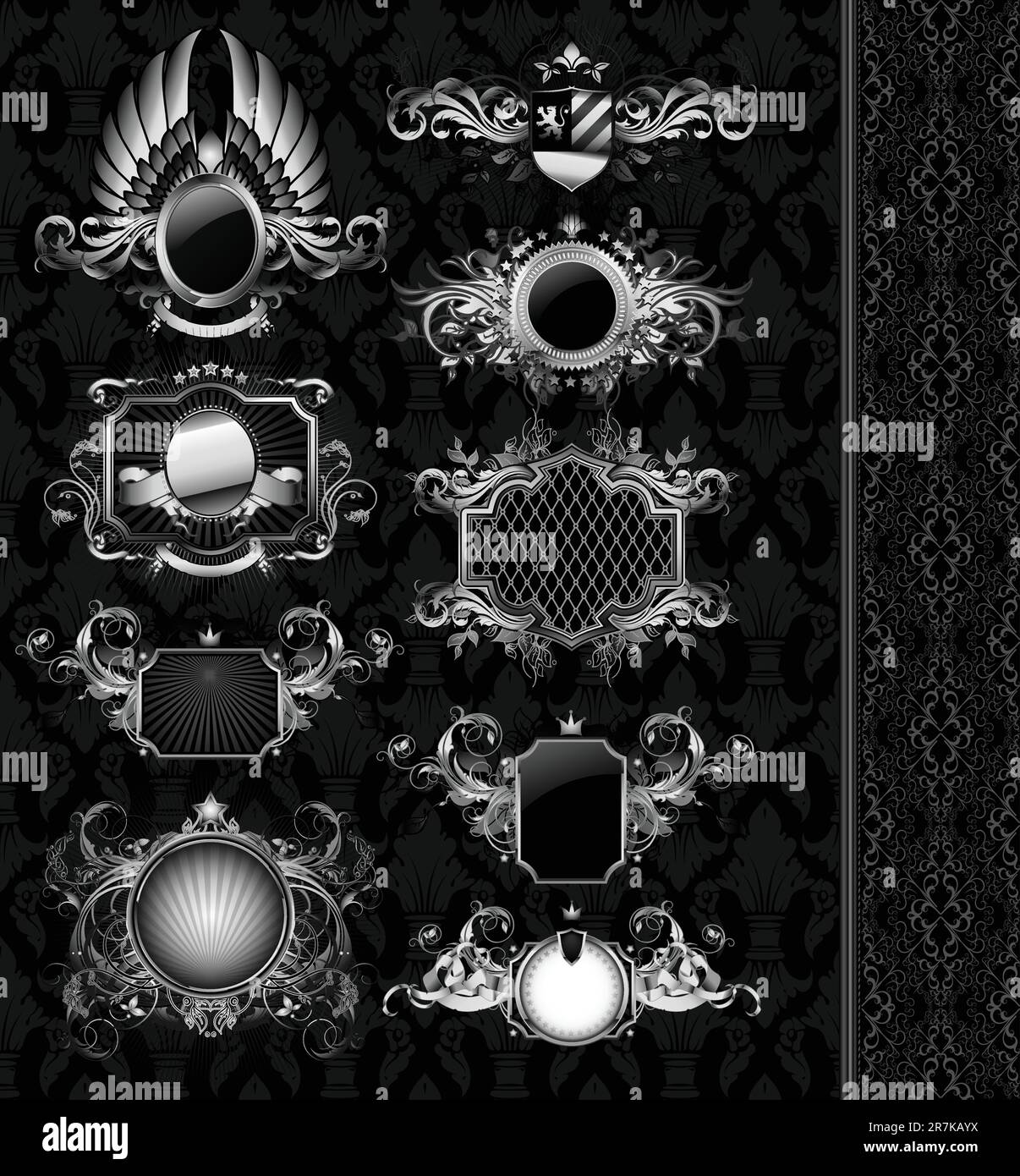 medieval heraldry set, this illustration may be useful as designer work ...