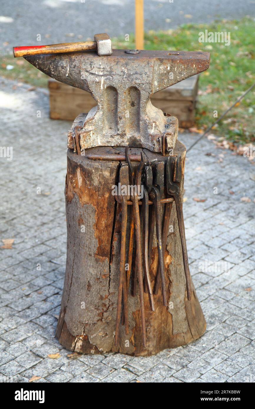 blacksmith tools as very nice history object Stock Photo - Alamy
